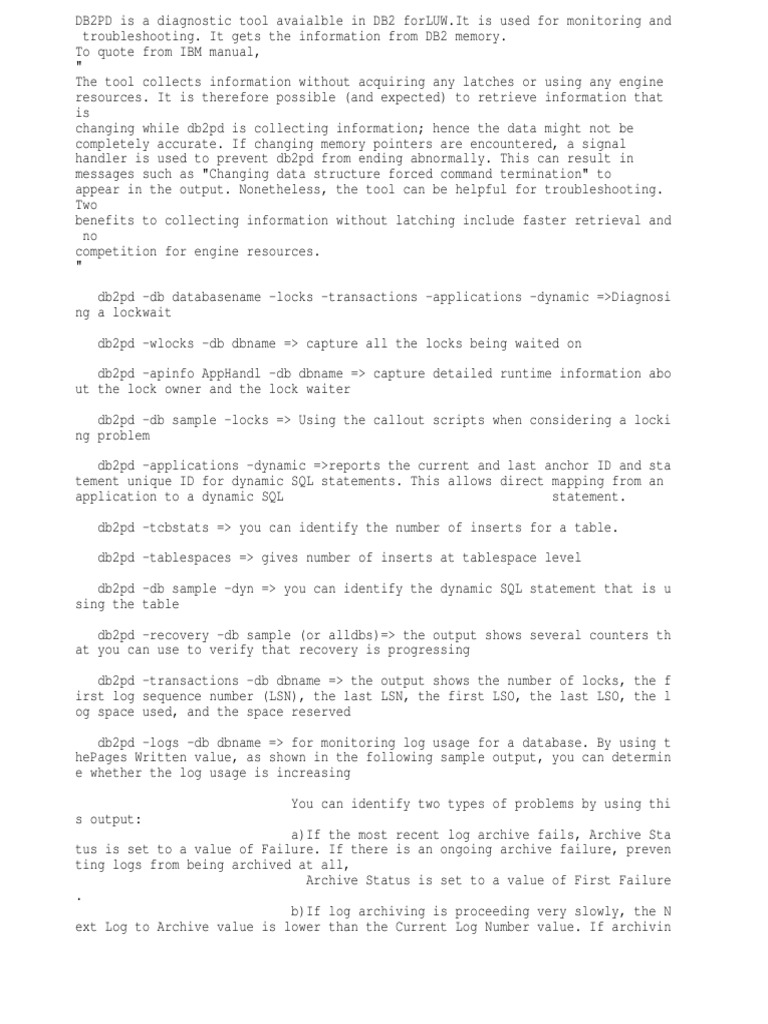 Db2pd Tricks | PDF | Ibm Db2 | Databases