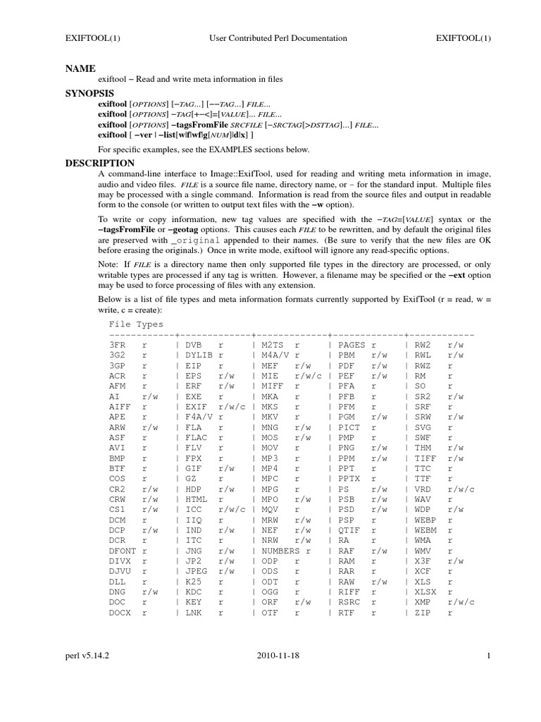 Exiftool | PDF | Html Element | File Format