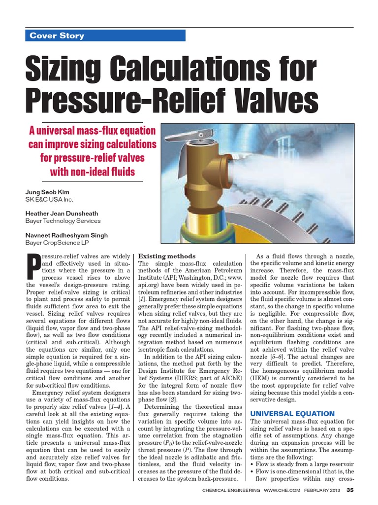 2013-02-35 Sizing Calculations For Pressure-Relief Valves | PDF | Fluid ...