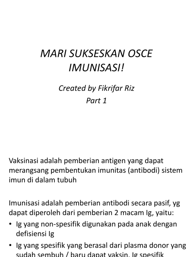 Imunisasi Untuk Osce | PDF