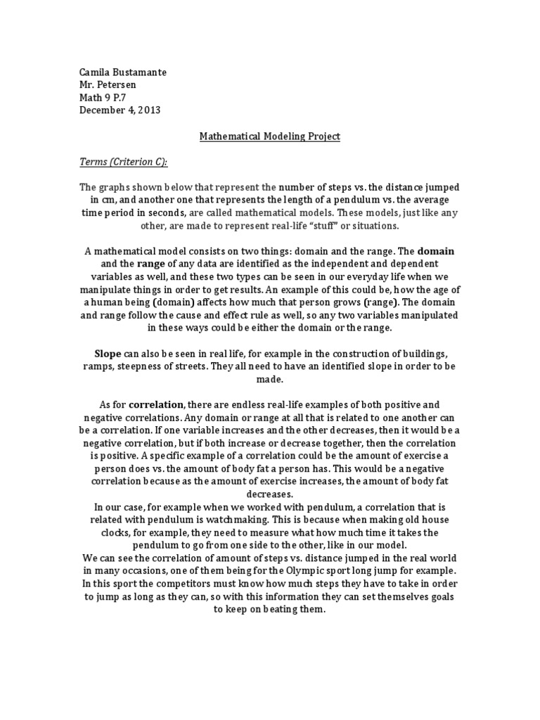 Mathematical Modeling Project | PDF | Teaching Mathematics