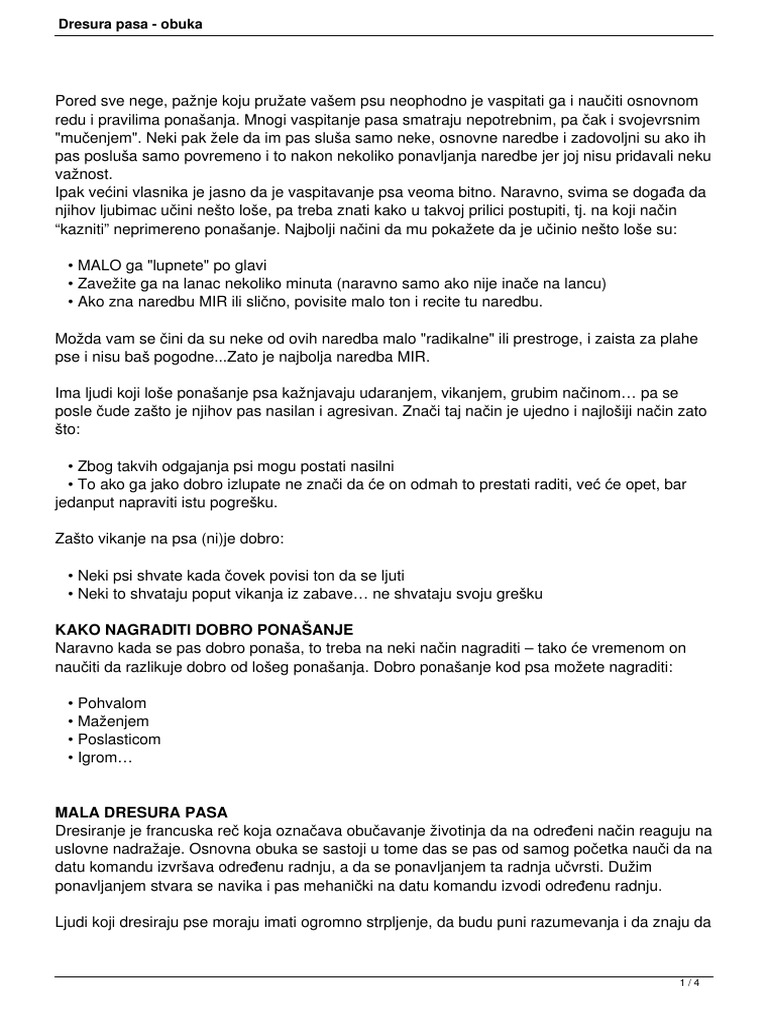 Dresura Pasa Obuka | PDF