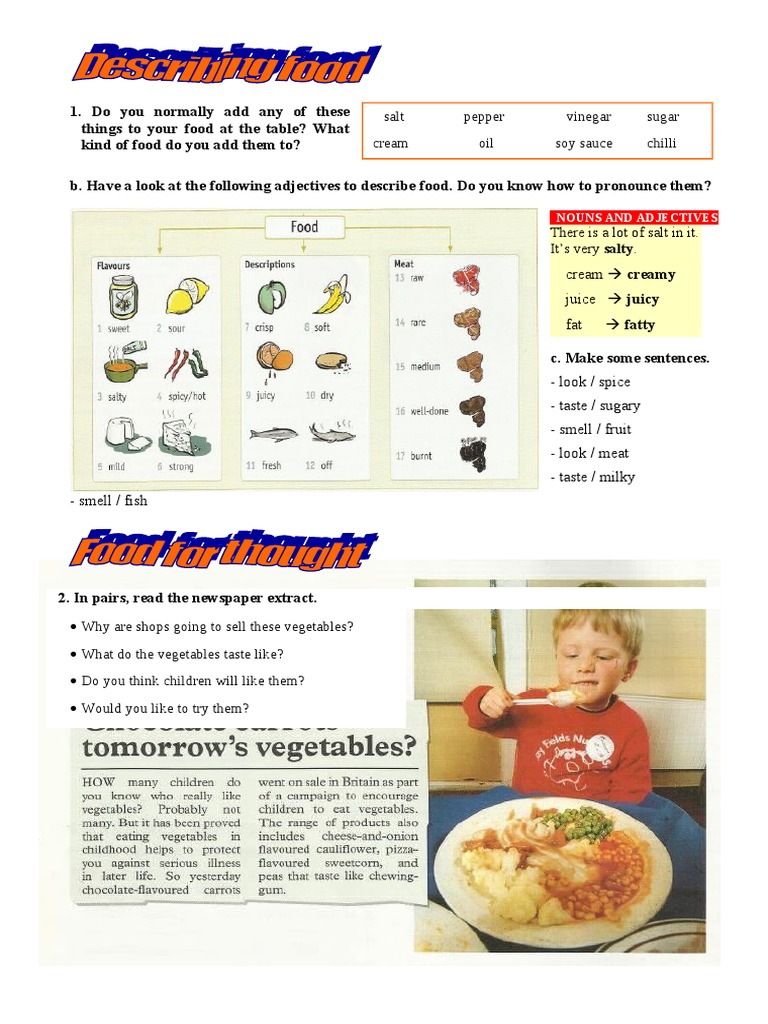 Food Descriptions and Restaurant Dialogues | PDF