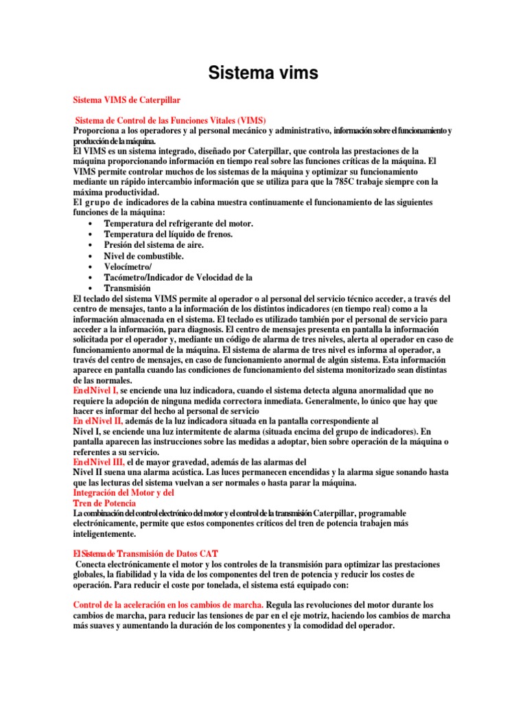 Sistema Vims | PDF | Transmisión (Mecánica) | Vehículos
