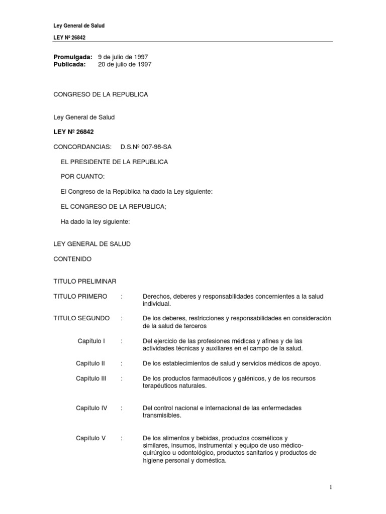 Ley 26842 Ley Geral De Salud Pdf 9558