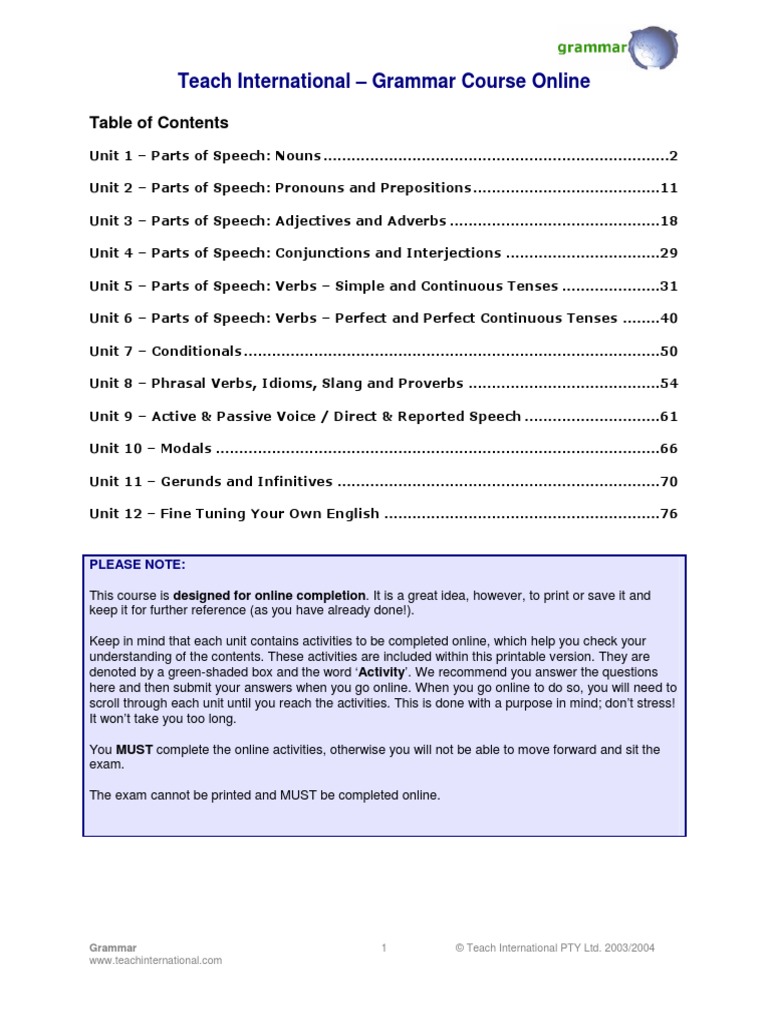 01 GrammarOnlinePrintable PDF | PDF | Adverb | Adjective