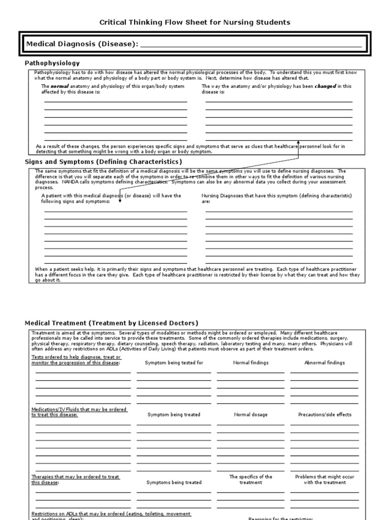 Critical Thinking Flow Sheet For Nursing Students | PDF | Medical ...