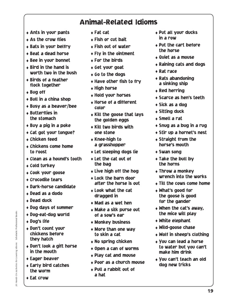 Animal Idiom Book and List | PDF | Chicken | Birds