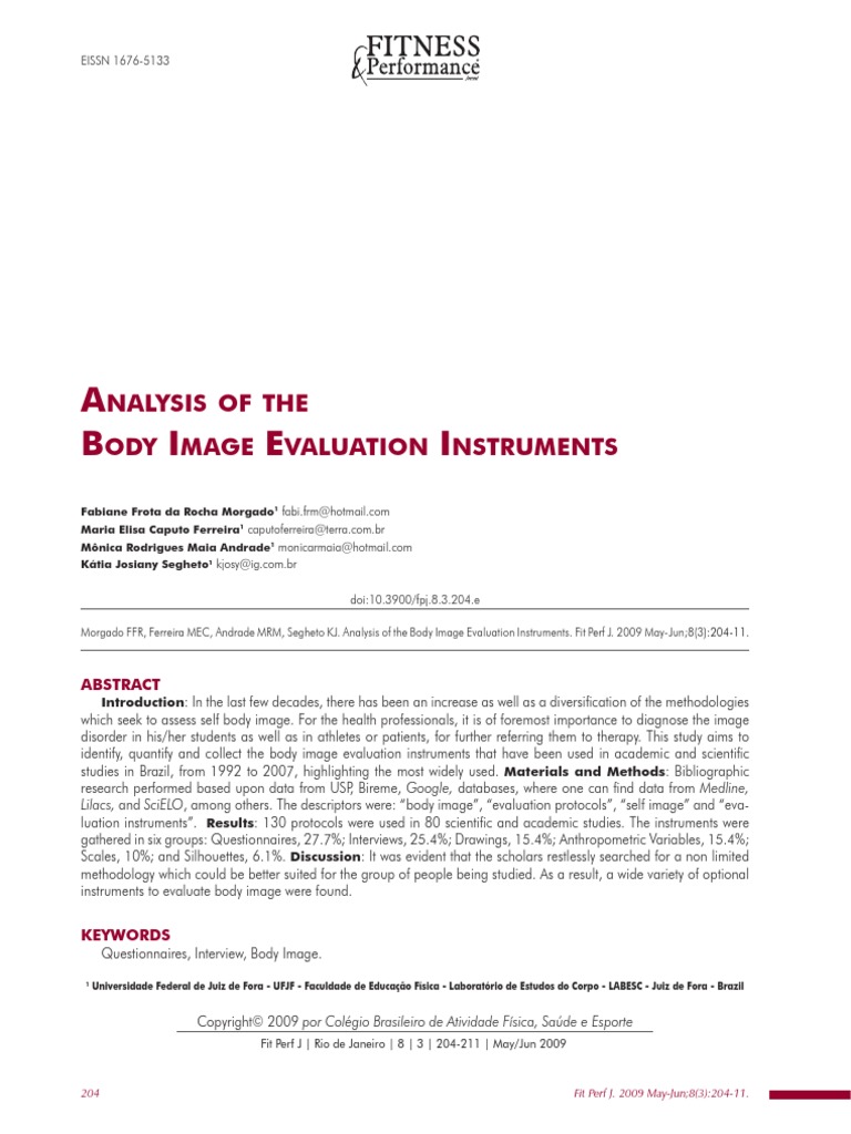 Analysis of The Body Imagen Evaluation Instruments | PDF | Body Image ...