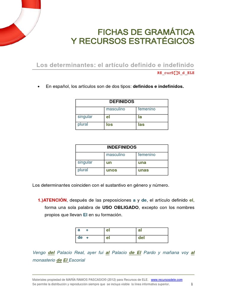 Artículos definidos e indefinidos en español | PDF | Adjetivo | Sustantivo