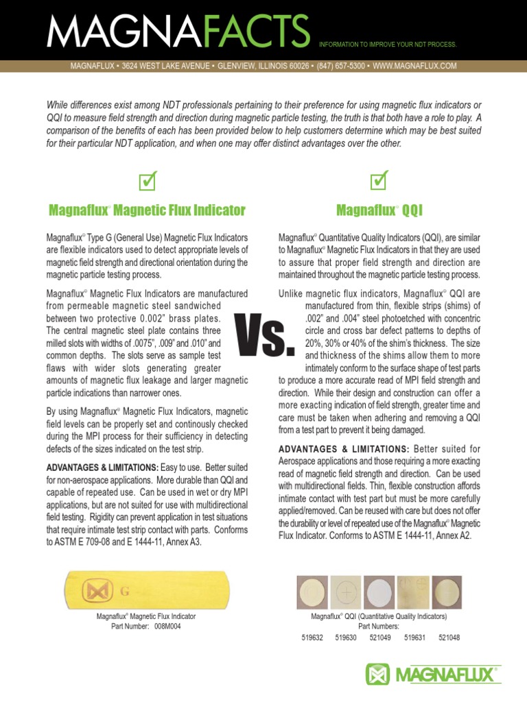 Magnaflux7 Flux Indicators vs. QQI | PDF | Magnetic Field | Chemistry