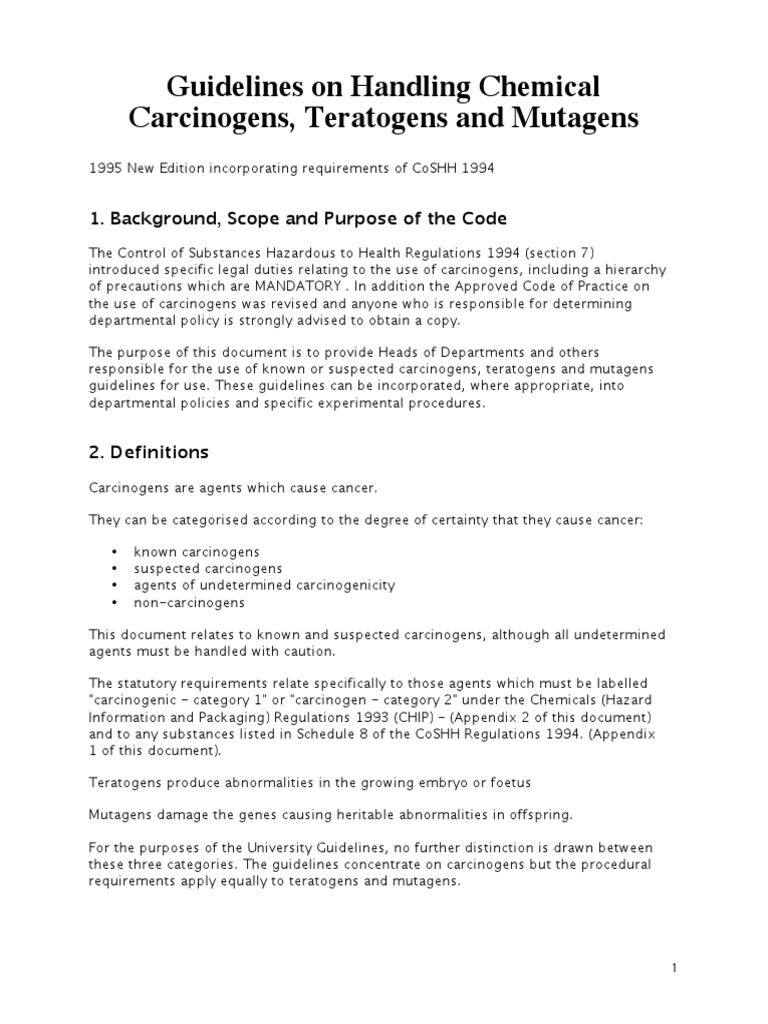 15 Safe Handling of Carcinogenic Teratogenic and Mutagenic Compounds ...