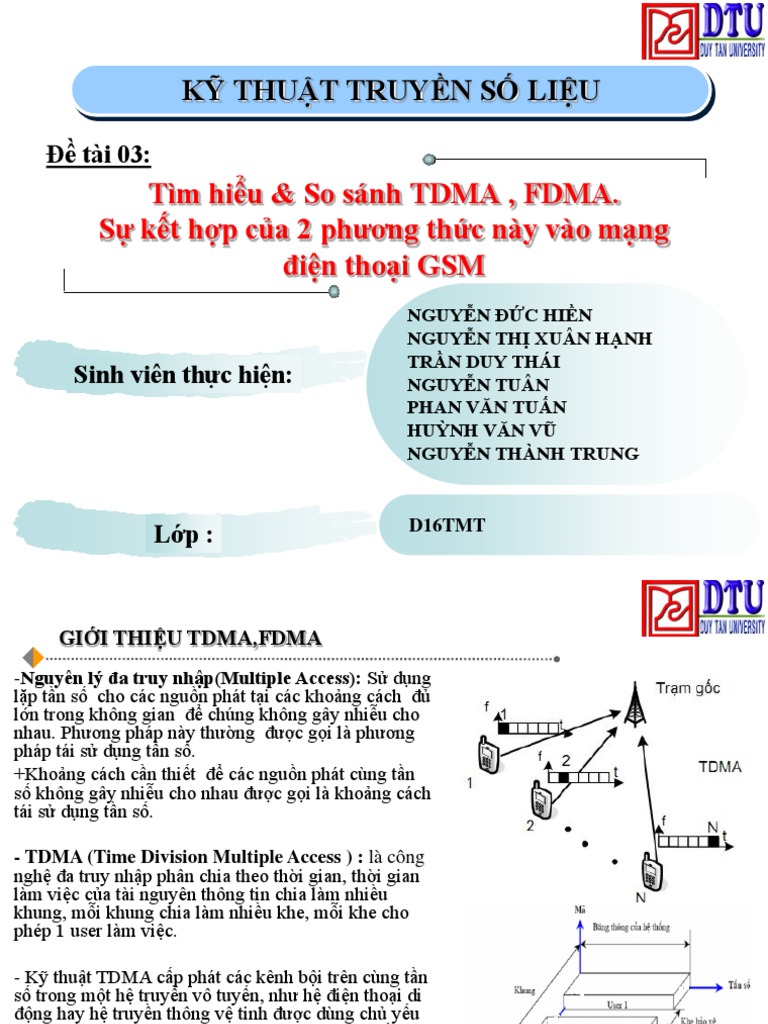 Tìm hiểu & So sánh TDMA, FDMA. | PDF
