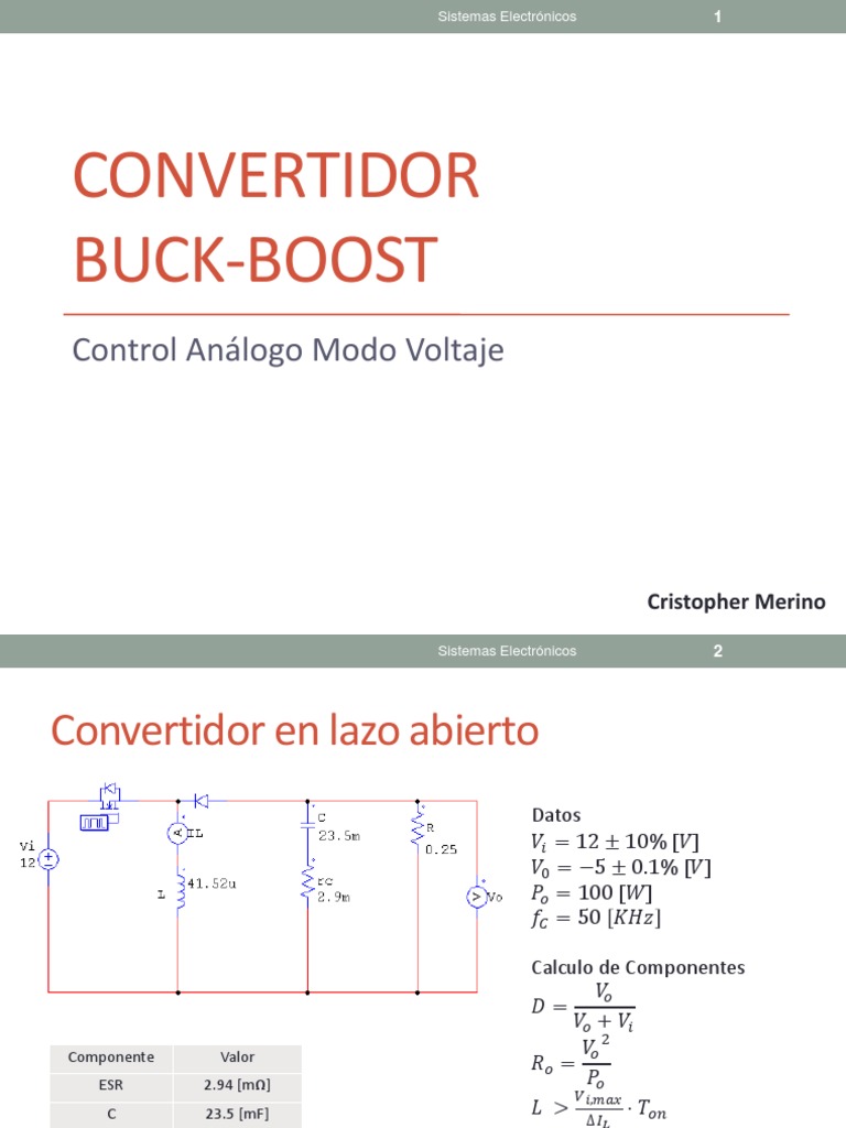 Convertidor Buck-Boost: Control Análogo Modo Voltaje Convertidor Buck-Boost: Control Análogo Modo Voltaje