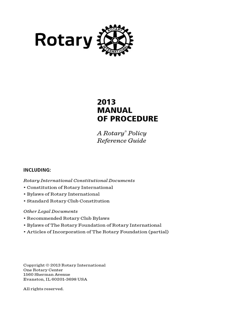 2013 Rotary Manual of Procedure | PDF | Board Of Directors | Government