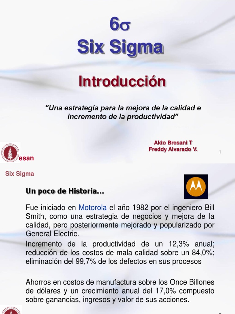 Sesión 1 - Introducción Six Sigma | PDF | Six Sigma | Calidad (comercial)