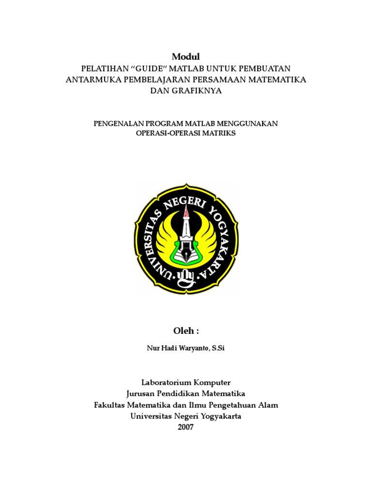 Pengenalan Program Matlab Menggunakan Operasi Operasi Matriks | PDF | Metode & Bahan Ajar
