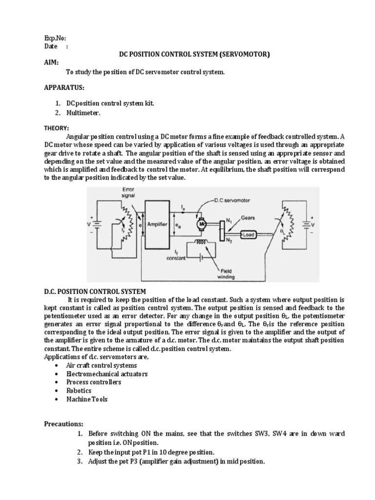 DC Position Control | PDF | Control System | Servomechanism