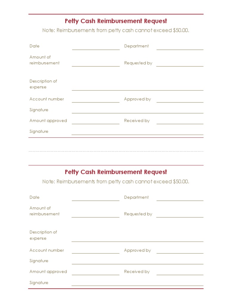 Petty Cash Reimbursement Request | PDF