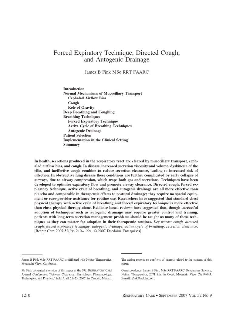 Airway Clearance Techniques | PDF | Exhalation | Breathing