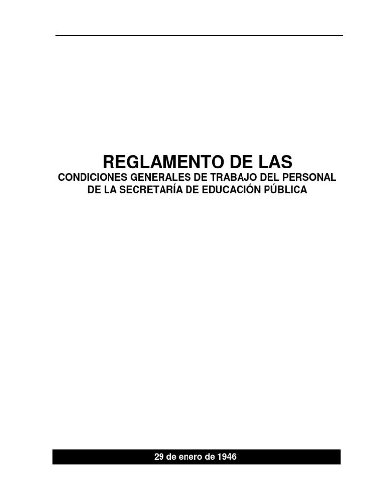 Reglamento de Las Condiciones Generales de Trabajo de La SEP | PDF Reglamento de Las Condiciones Generales de Trabajo de La SEP | PDF