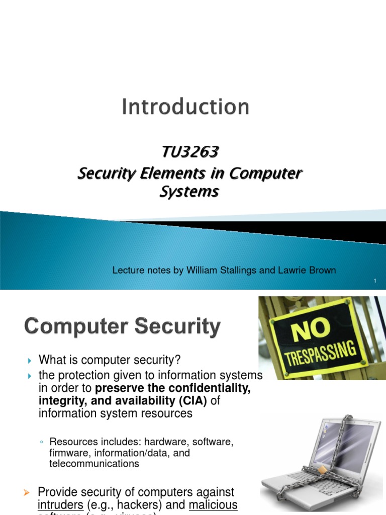 TU3263 Security Elements in Computer Systems: Lecture Notes by William ...
