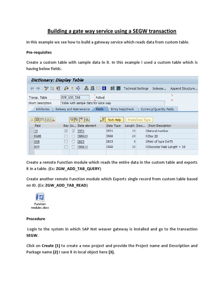 Building A Gate Way Service Using A SEGW Transaction | PDF | Subroutine ...