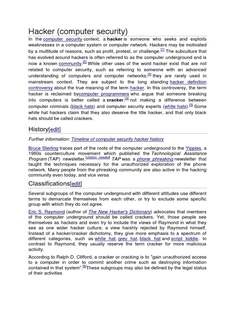 Hacker Computer Security History Pdf Security Hacker Computer Network Security