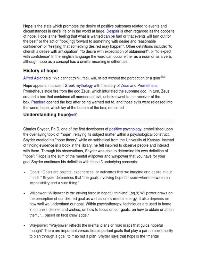 Hope | PDF | Hope | Psychological Concepts