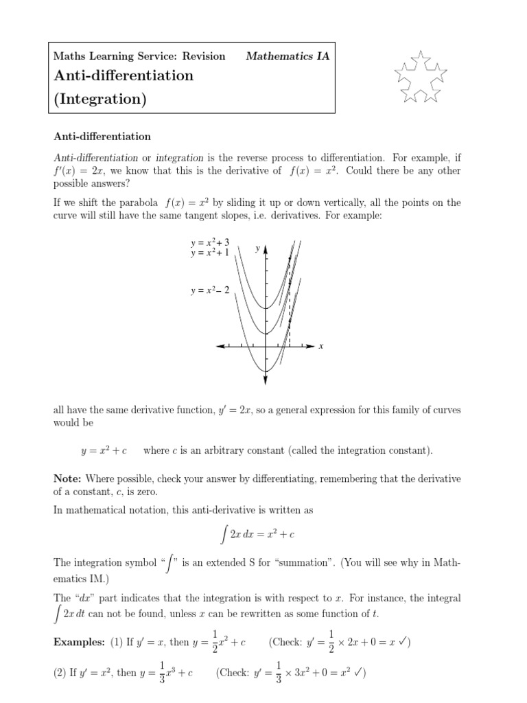 Integration Revision | PDF | Integral | Derivative