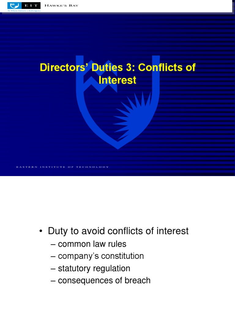 Directors Duties 3 Conflicts Of Interest Pdf Lease Business Law