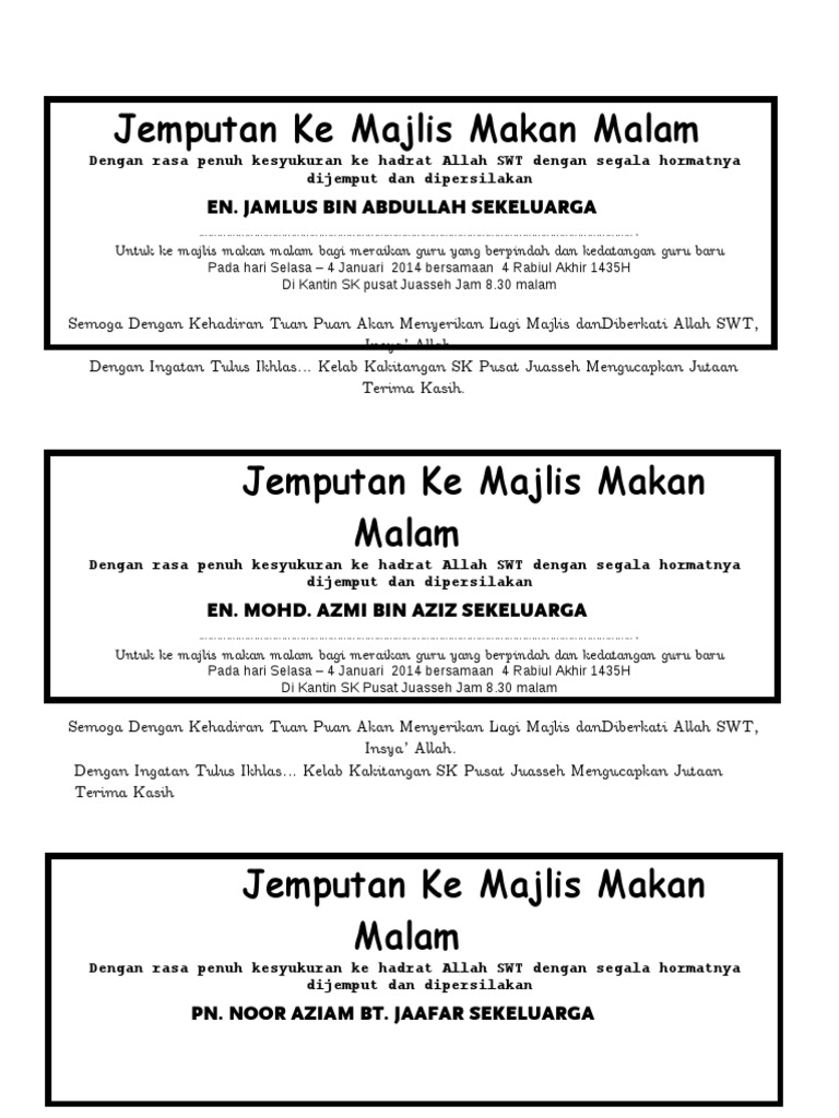 Kad Jemputan | PDF