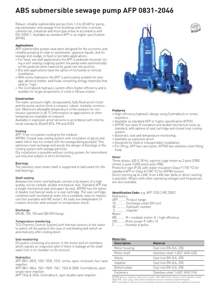 Abs Afp | PDF | Bearing (Mechanical) | Pump