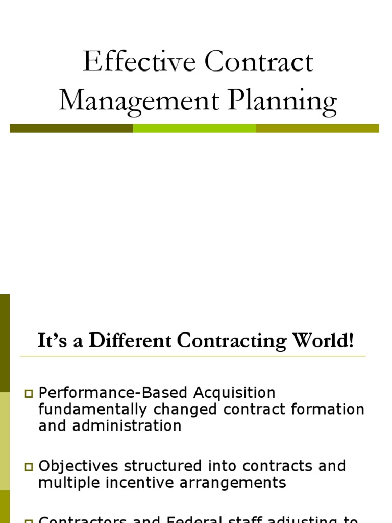 Effective Contract Management Planning | PDF | Quality Assurance ...