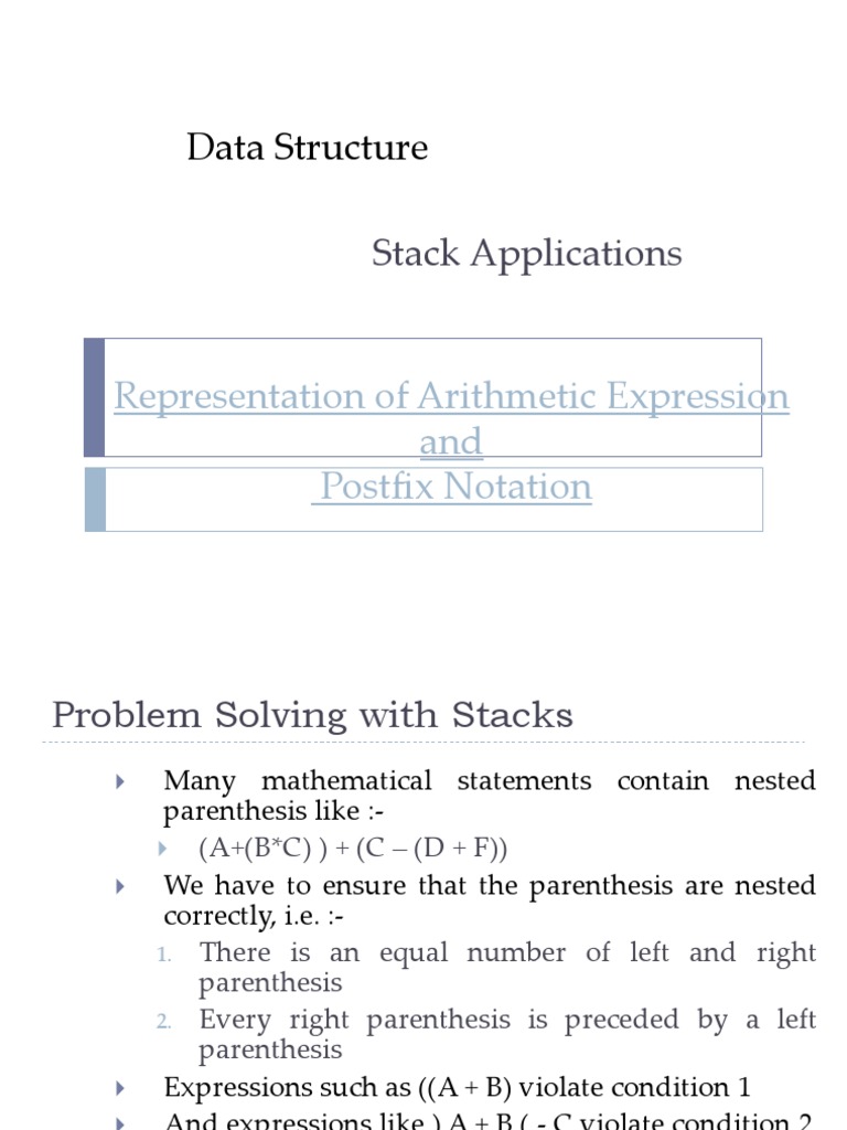 Evaluating Arithmetic Expressions with Stacks | PDF