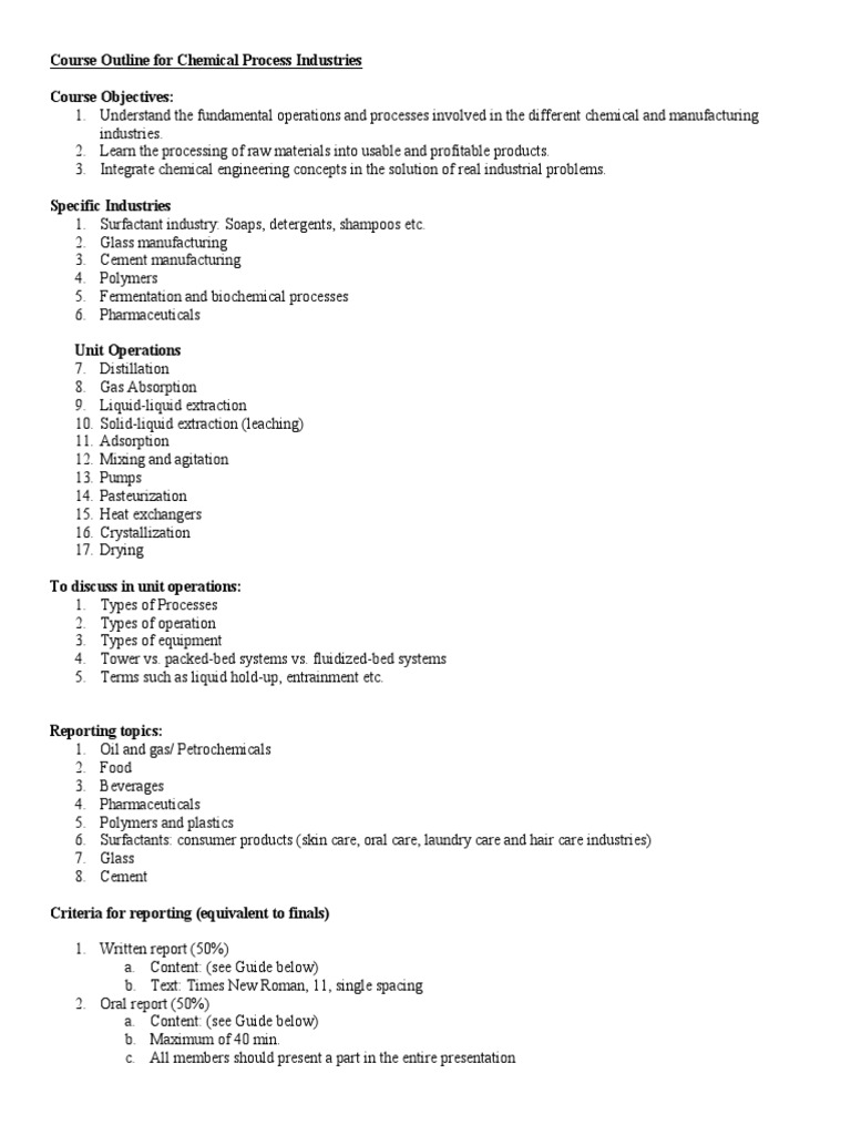 Course Outline - Draft | PDF | Engineering | Detergent