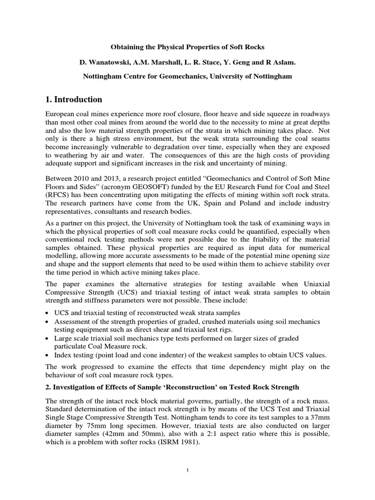 Obtaining The Physical Properties of Soft Rocks | PDF | Strength Of ...