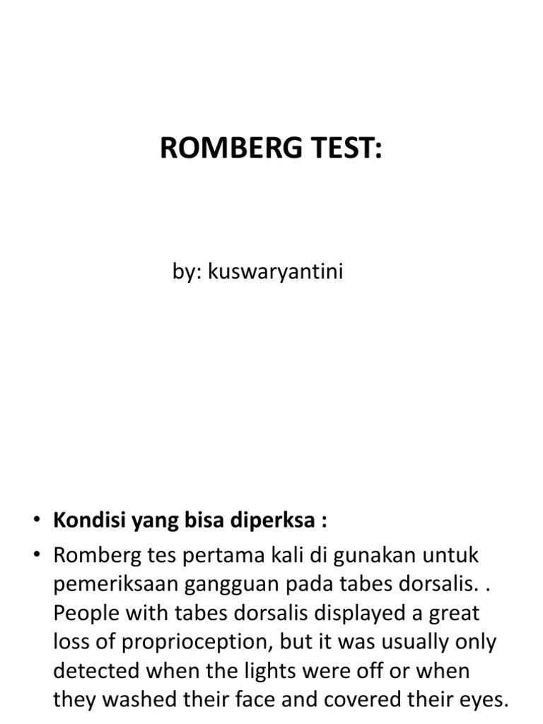 Romberg Test | PDF | Self-Improvement