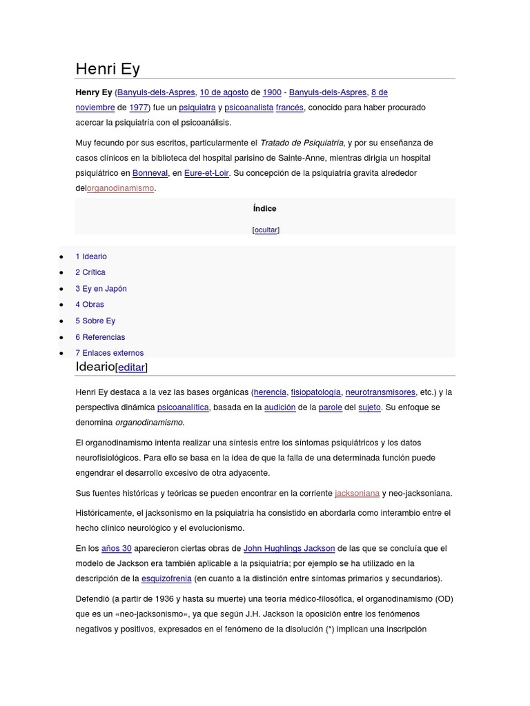 Henri Ey | PDF | Psiquiatría | Ciencias del comportamiento