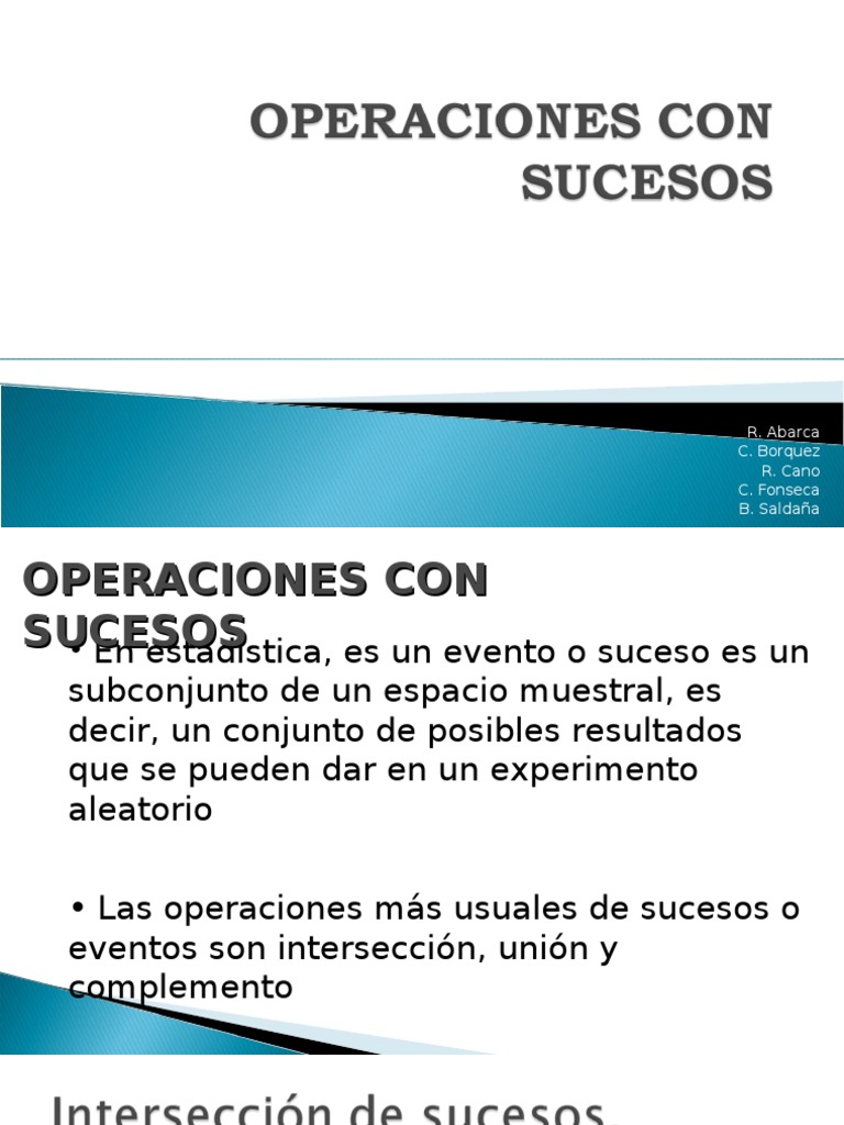Estadistica - Operaciones Con Sucesos | PDF | Probabilidades y estadísticas | Objetos matemáticos