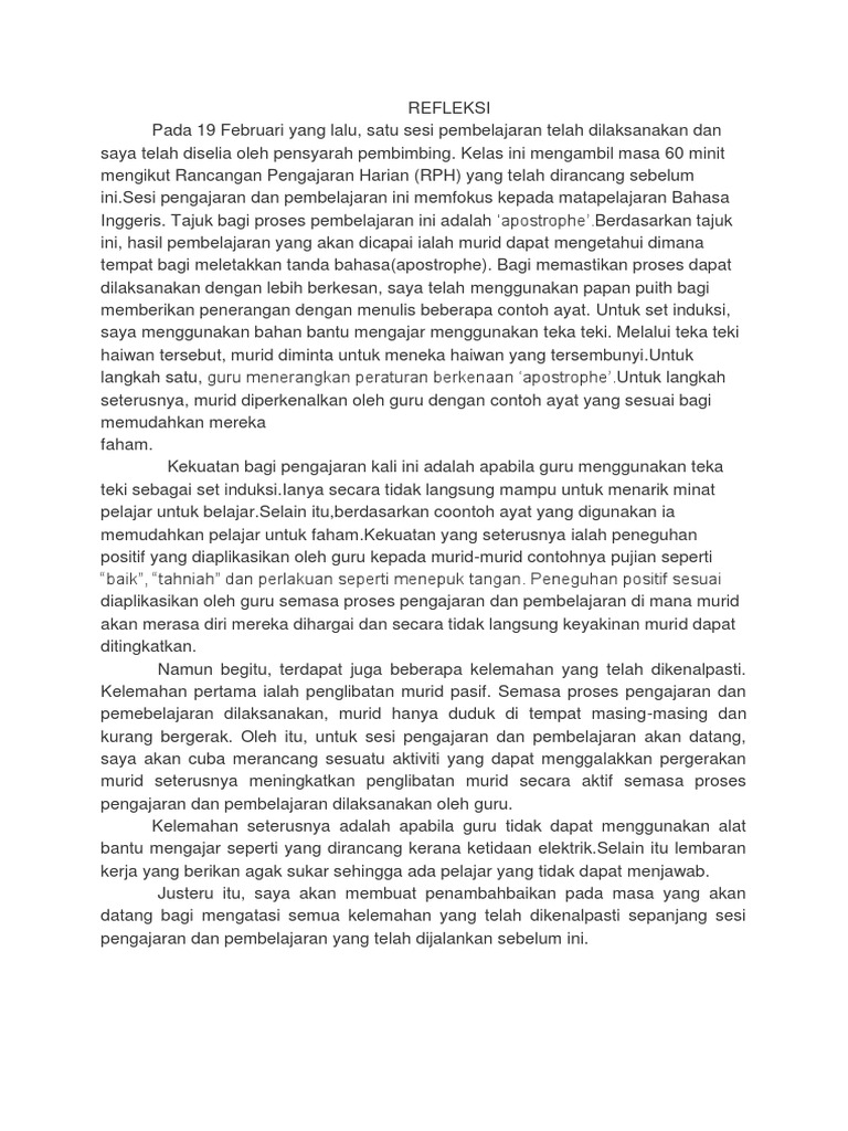 Refleksi PDP Bi Tahun 4 | PDF