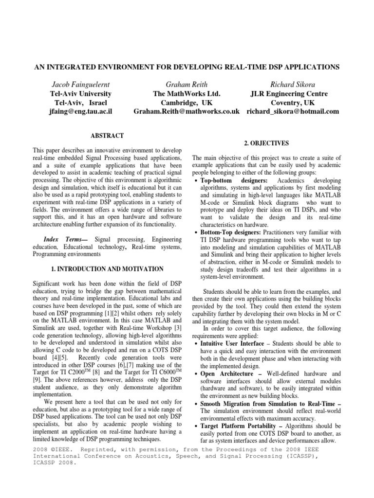 Real Time DSP | PDF | Digital Signal Processing | Real Time Computing