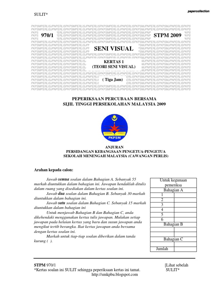 STPM Trial 2009 PSV Q&A (Perlis) | PDF
