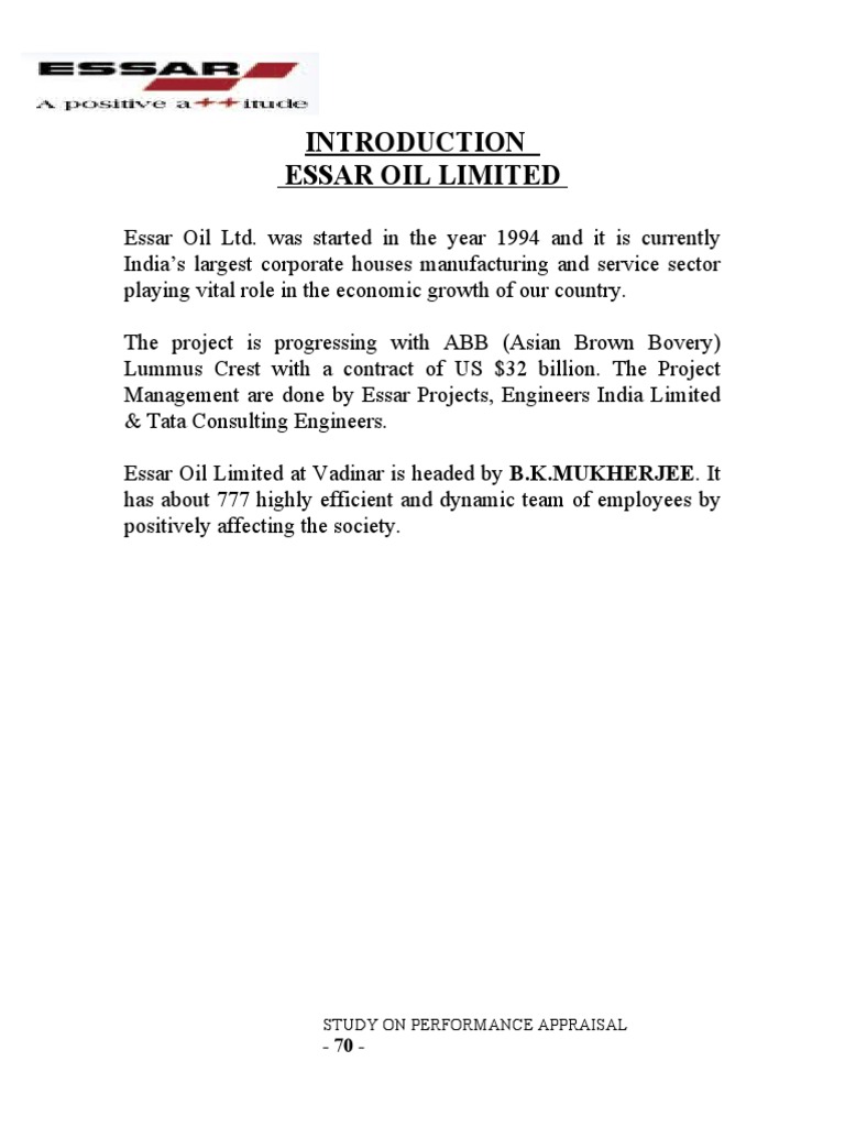 Essar Oil LTD | PDF | Performance Appraisal | Employment