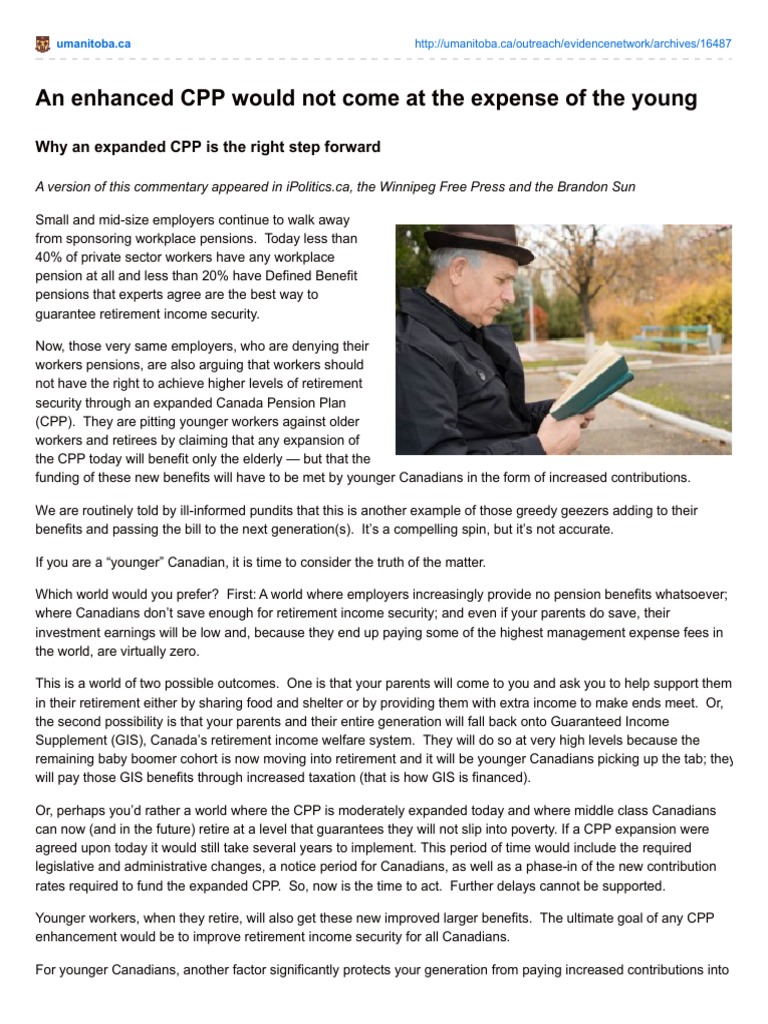 An Enhanced CPP Would Not Come at The Expense of The Young Why An ...