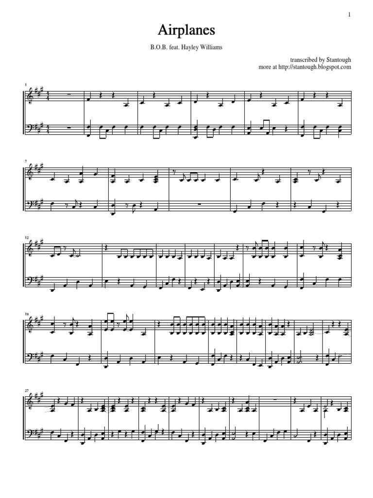 Airplanes Sheet Music | PDF