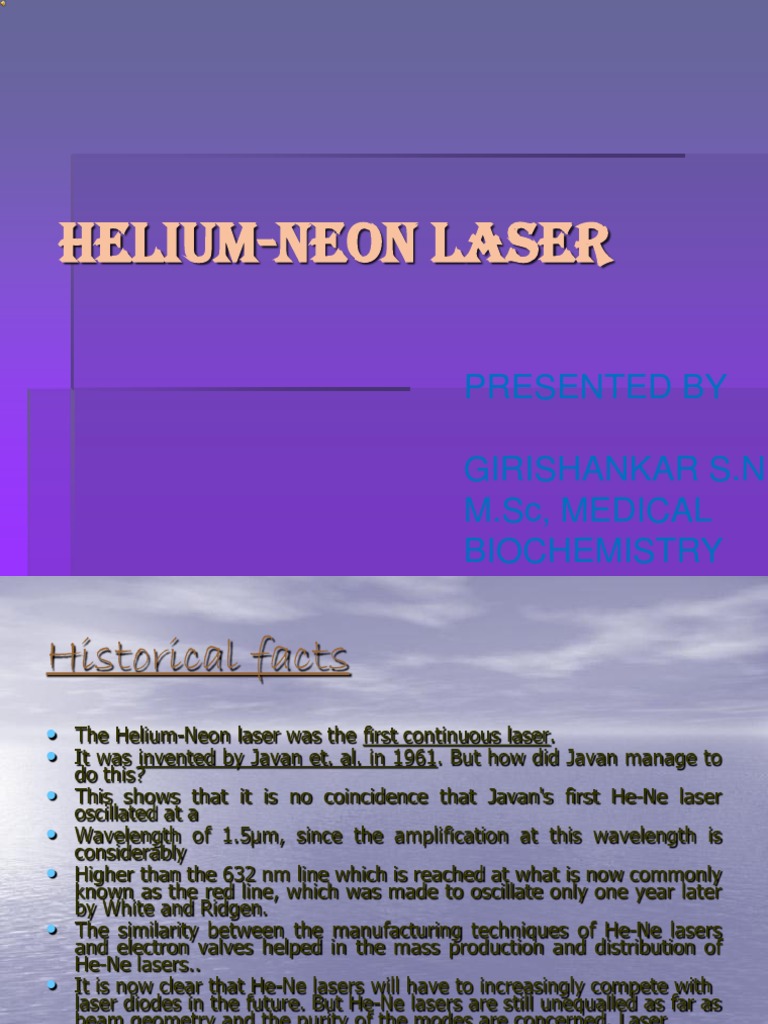 Helium Neon Laser | PDF | Laser | Glass Applications