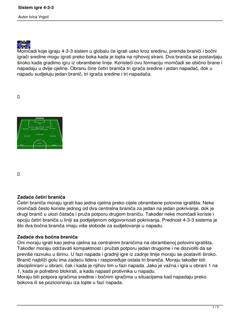 Sistem Igre 4 3 3 | PDF