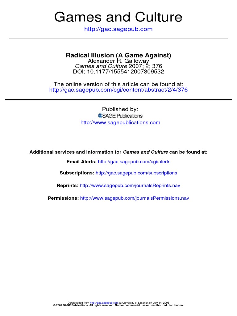 Alexander Galloway - A Radical Ilusion - A Game Against 2007 | PDF ...