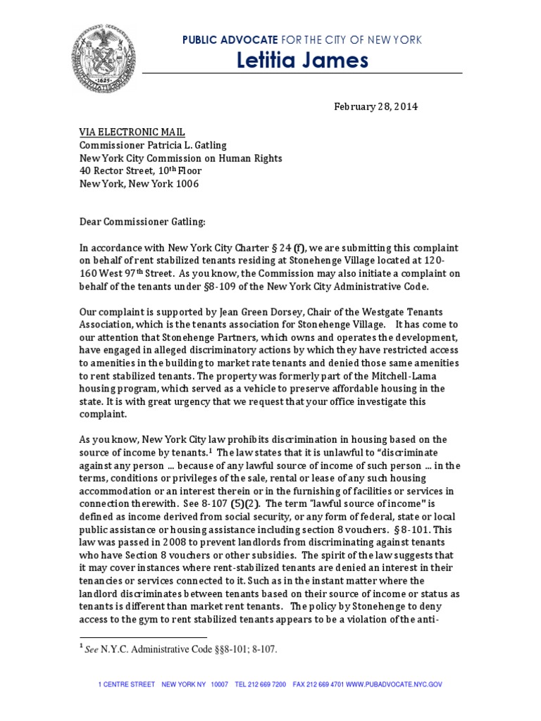 Stonehenge Commission On Human Rights Letter | PDF | Section 8 (Housing ...
